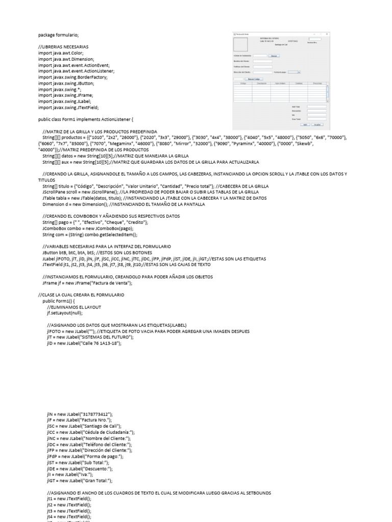 Interfaz Java para Facturación | PDF | Informática