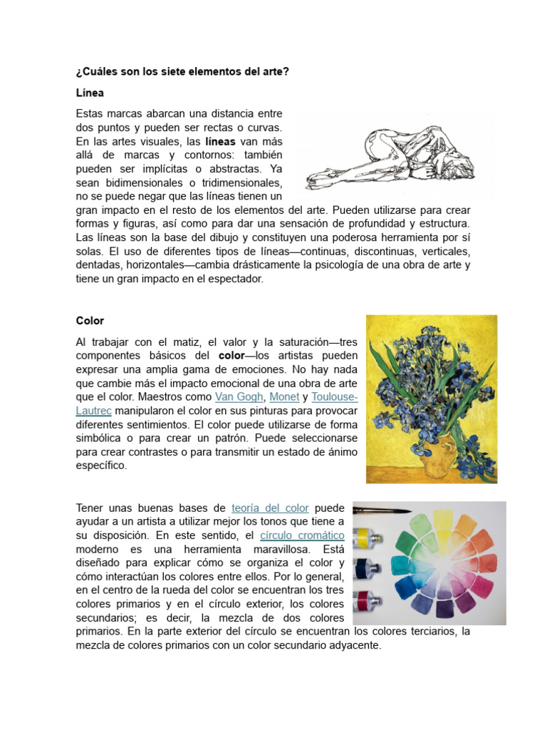 Cuáles Son Los Siete Elementos Del Arte | Descargar gratis PDF | Color | Dibujo
