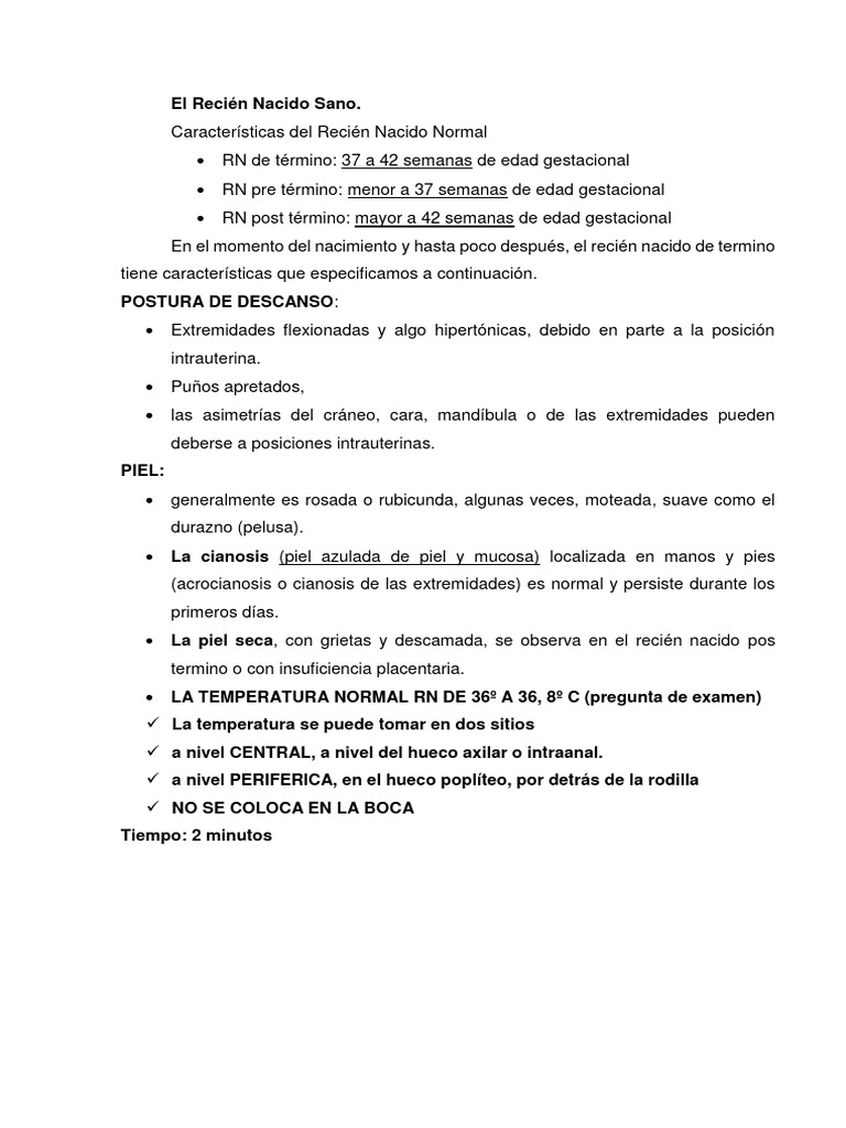 Características del Recién Nacido Sano | PDF | Pecho | Leche