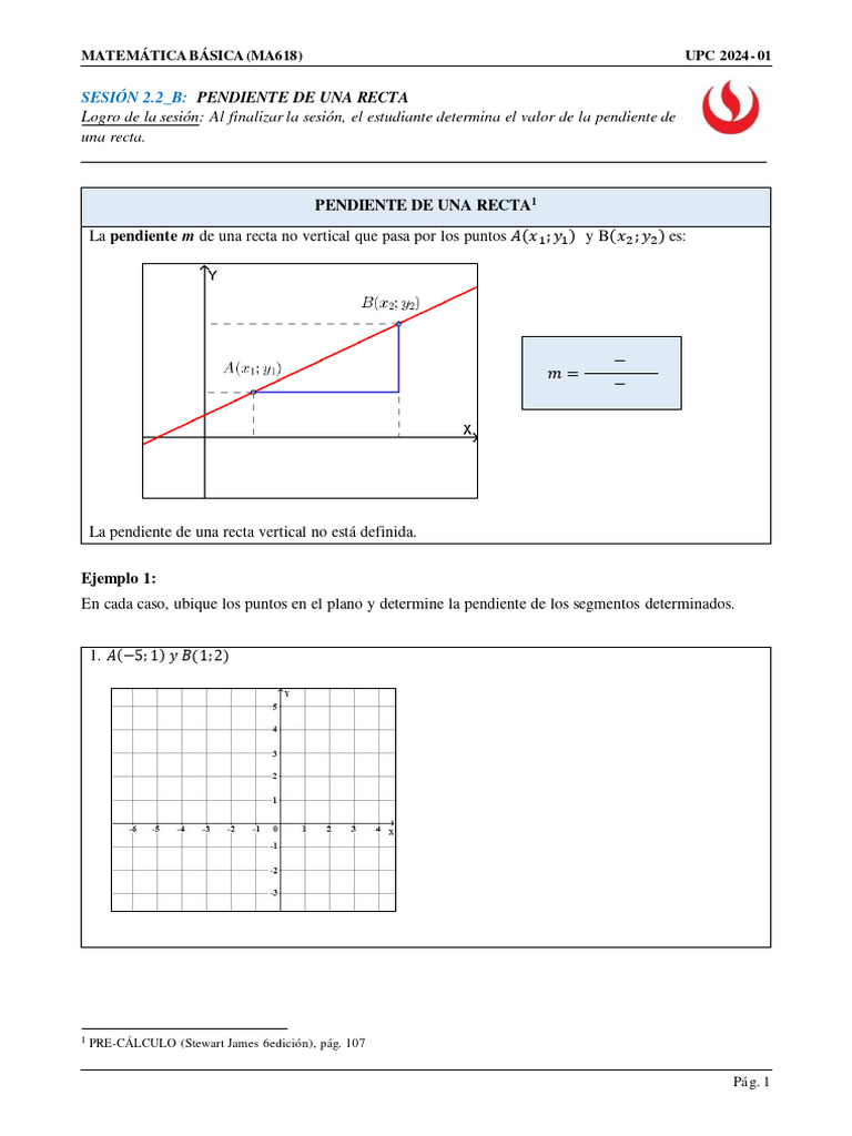 Cálculo de Pendiente de una Recta | PDF