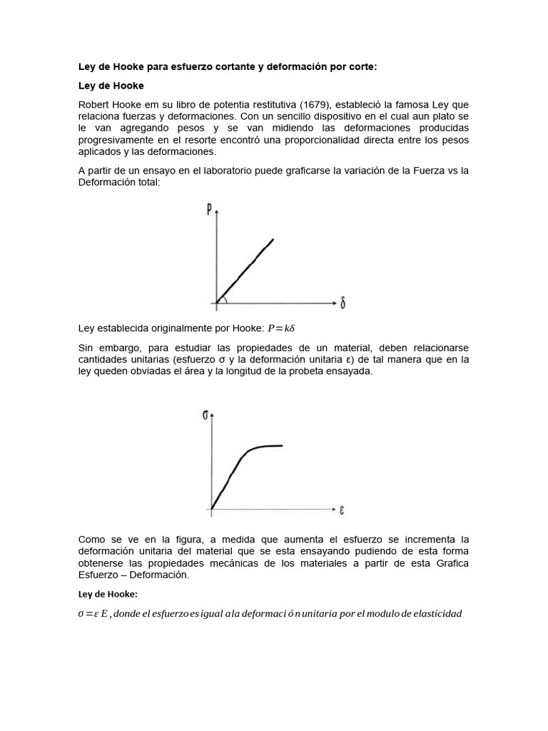 Ley de Hooke: Esfuerzo y Deformación Cortante | PDF | Ciencias fisicas ...