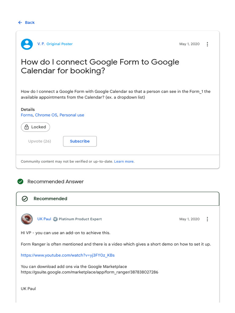 How Do I Connect Google Form To Google Calendar For Booking - Google Docs Editors Community ...