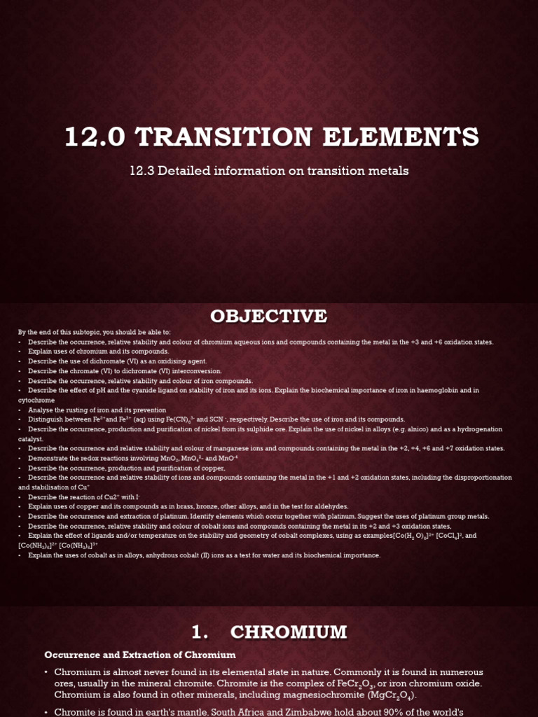 12.3 Transition Elements | PDF | Rust | Chromium