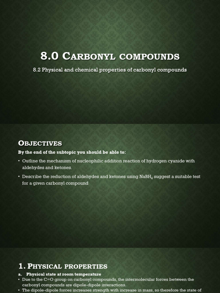 Carbonyl Compounds: Properties & Reactions | PDF | Aldehyde ...