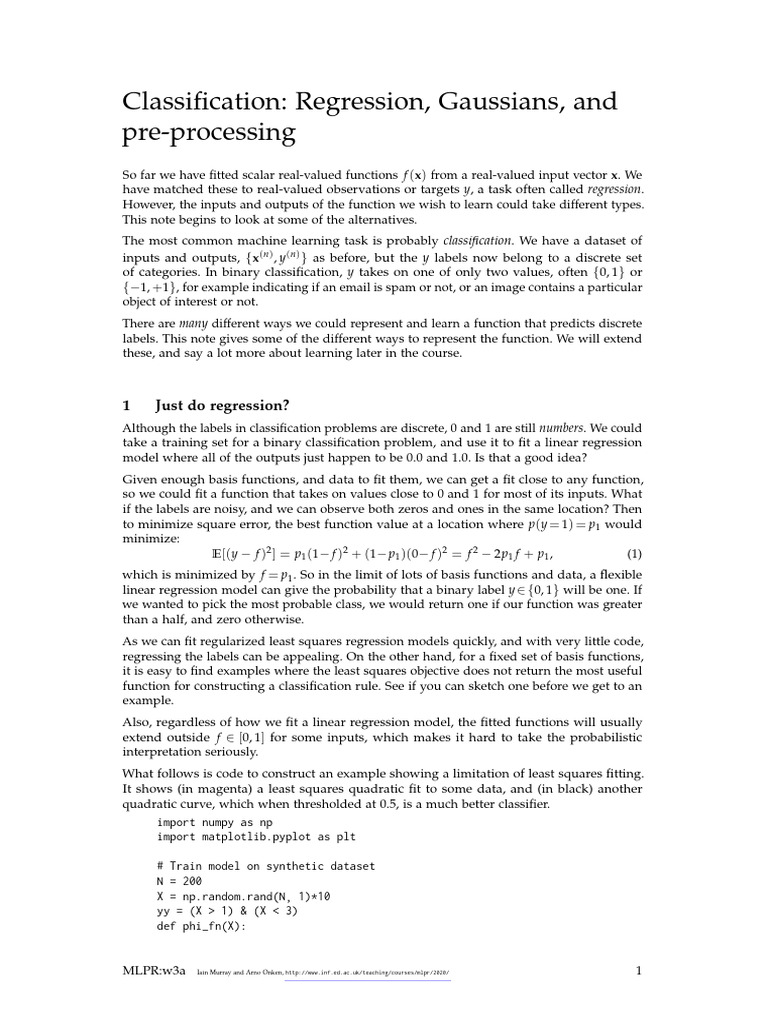 Machine Learning and Pattern Recognition Week 3 Intro - Classification ... Machine Learning and Pattern Recognition Week 3 Intro - Classification ...