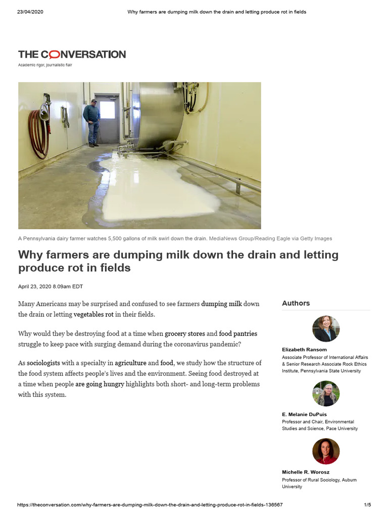 Farmers Dumping Food Amid COVID Crisis | PDF | Dairy | Milk