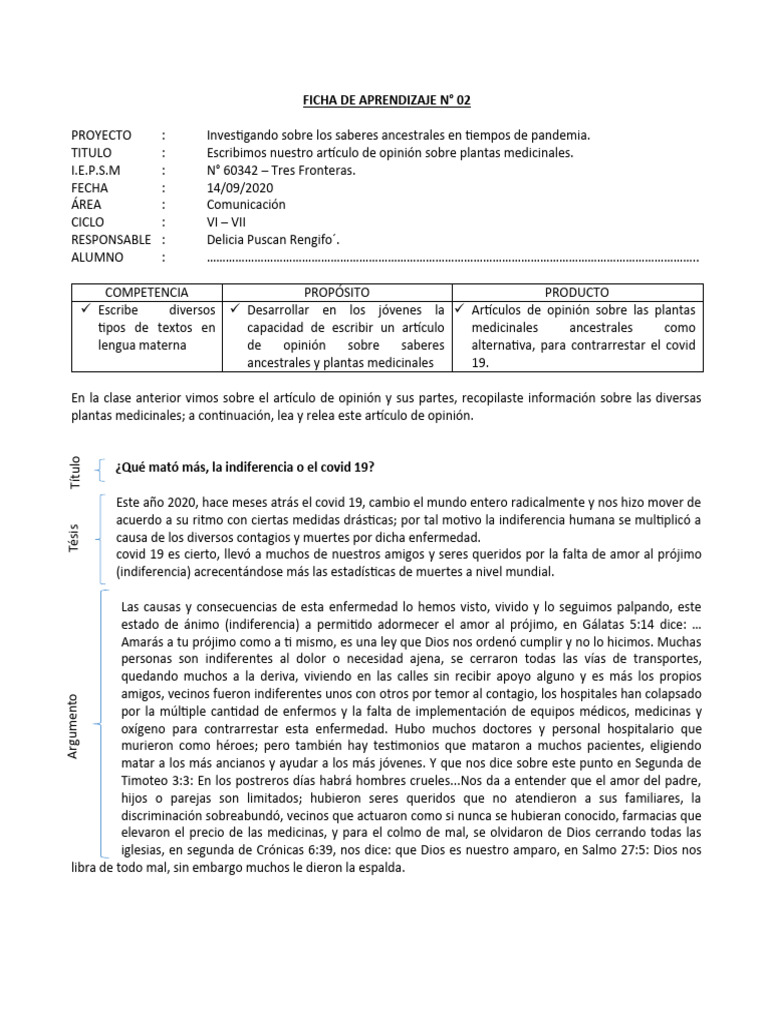 FICHA DE APRENDIZAJE #02 Mes de Setiembre. | Descargar gratis PDF | Amor FICHA DE APRENDIZAJE #02 Mes de Setiembre. | Descargar gratis PDF | Amor