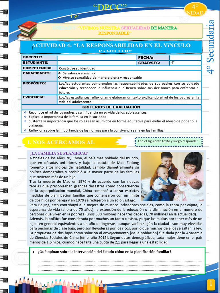 4° DPCC - Actv.04-Unid.3 2023 | PDF | Familia | Matrimonio