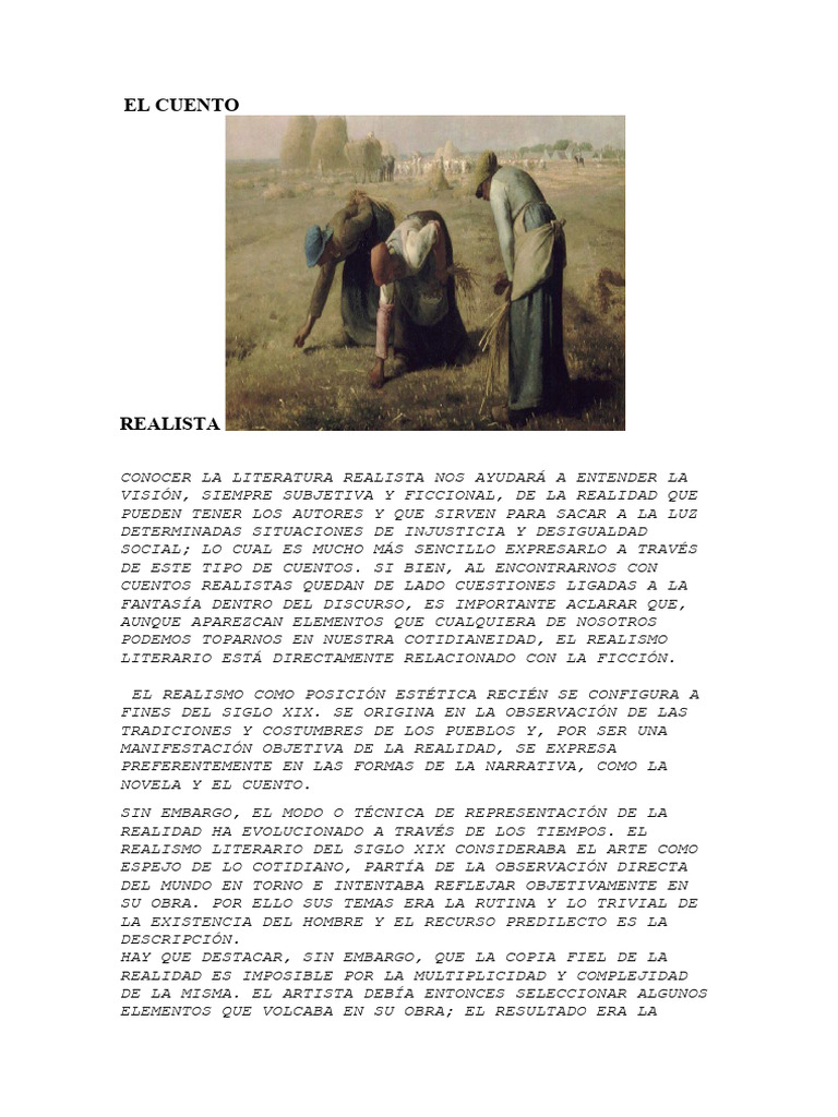 El Cuento Realista | PDF | Realismo literario | Cuentos