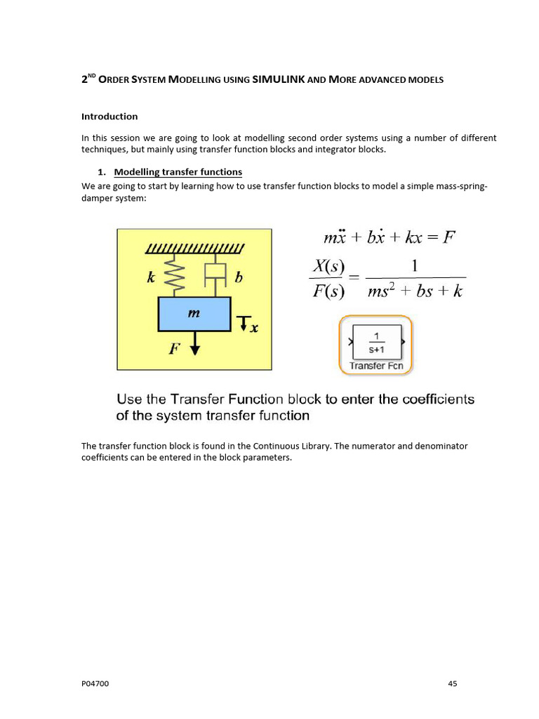 P04700 Simulink 2nd Order 2018 | PDF | Mechanical Engineering