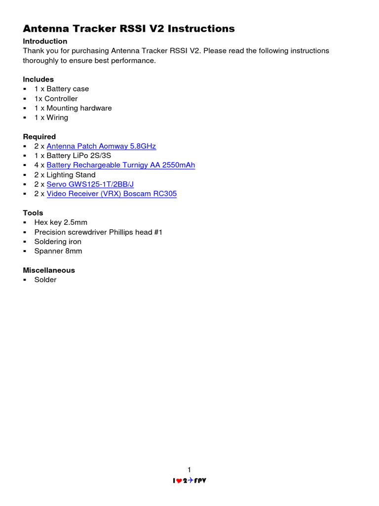 Antenna Tracker Rssi v2 Instructions | PDF | Wireless | Telecommunications Engineering