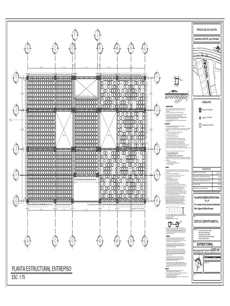 Planta Estructural Entrepiso: Croquis de Localización | PDF