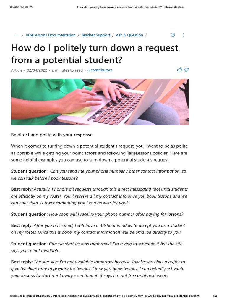 How Do I Politely Turn Down A Request From A Potential Student ...