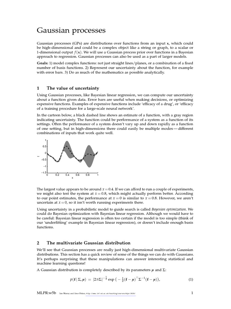Machine Learning and Pattern Recognition Gaussian Processes | PDF ...