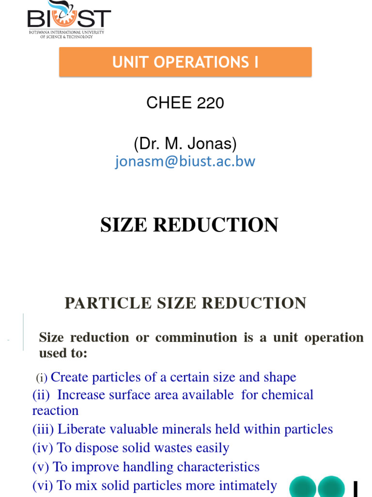 CHEE220 Lecture 1 Size reduction | PDF | Mill (Grinding) | Mechanical ...