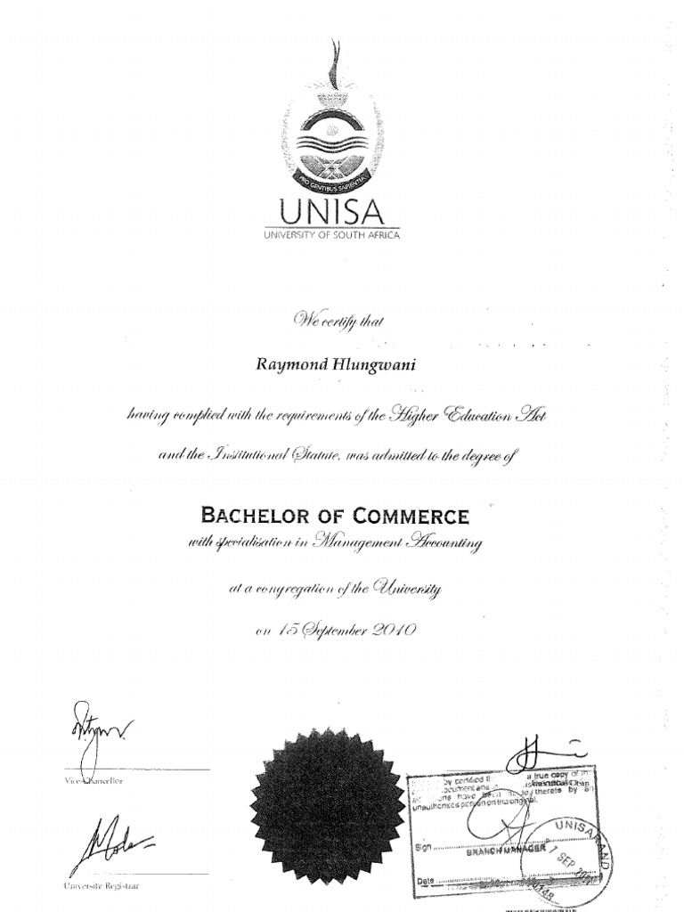 Unisa Academic Record Id and Copy of Degree | PDF | Foreign Language ...