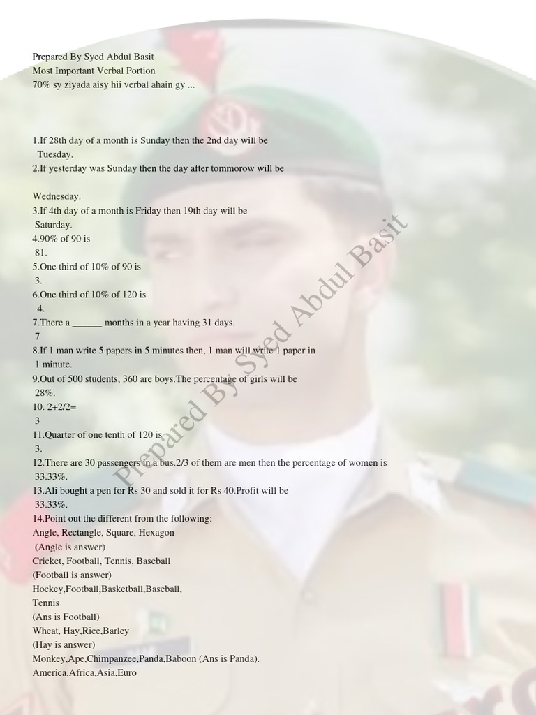 Most Important Verbal by Syed Abdul Basit - PDF - Watermarked | PDF