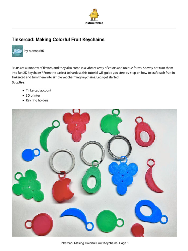 Fruit Keychain Tutorial in Tinkercad | PDF | Fruit