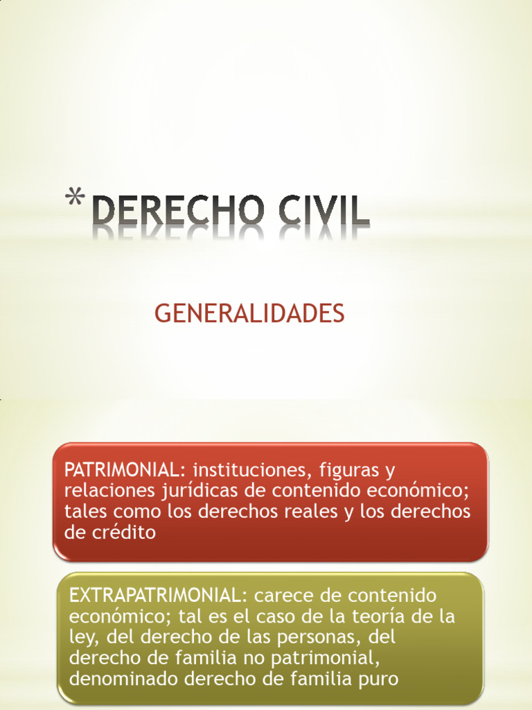 DERECHO CIVIL Generalidades | PDF | Bienes (Ley) | Derecho Civil (Common Law)
