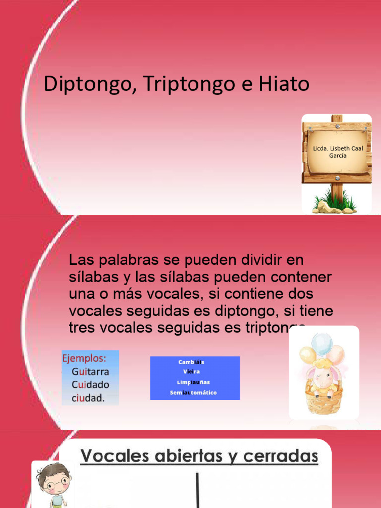 Diptongo, Triptongo e Hiato | PDF | Artes del Lenguaje y Comunicación