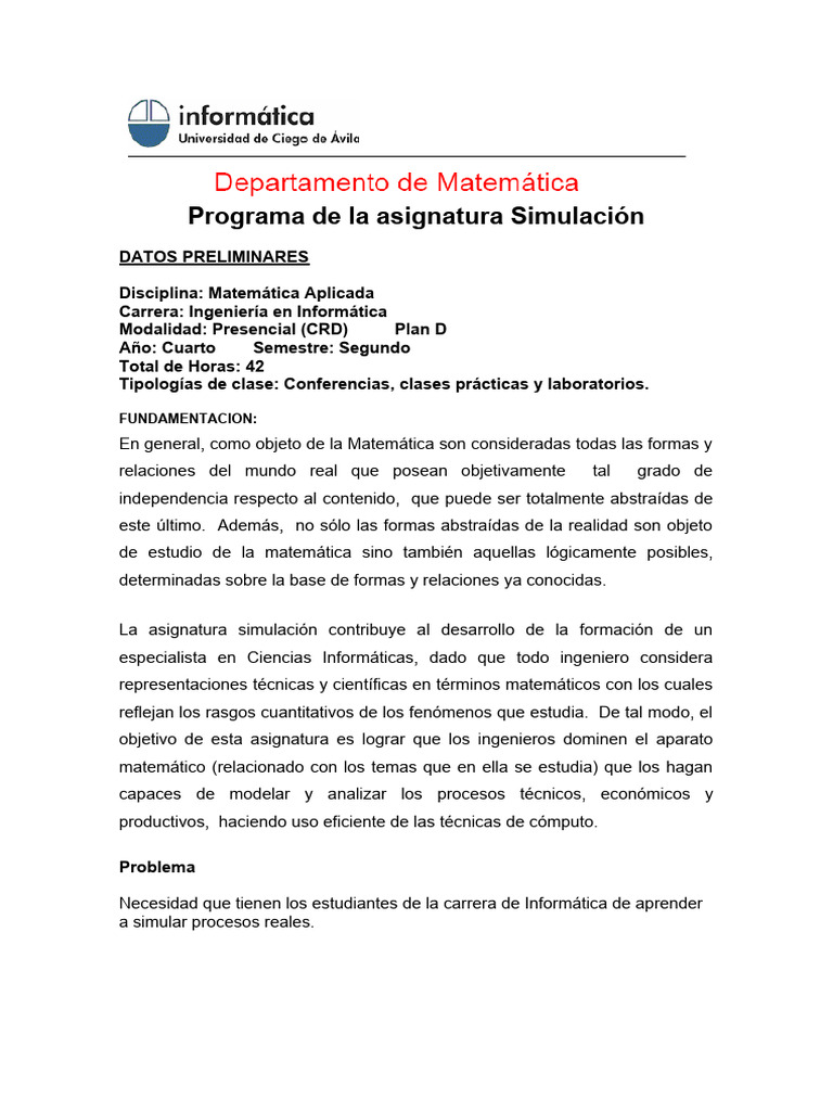 Simulacion - CRD Plan D | PDF | Simulación | Ciencias de la Computación