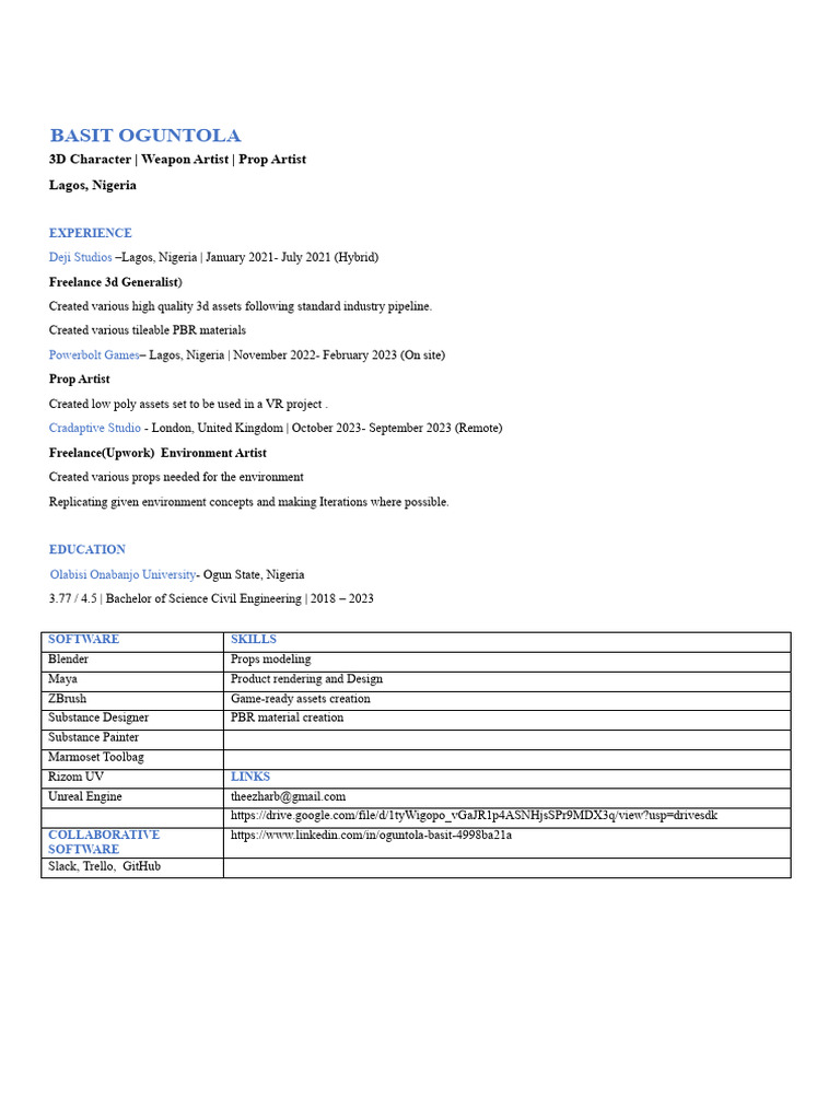 Basit_Oguntola_Game_Art_CV | PDF