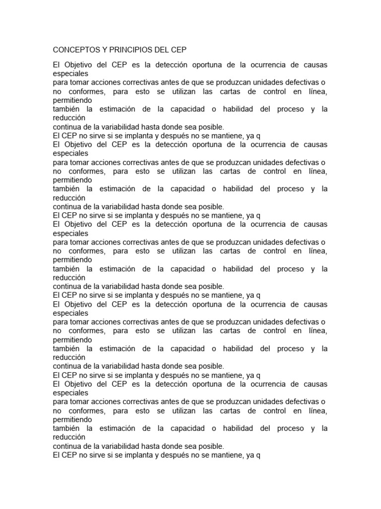 Conceptos y Principios Del Cep | PDF | Muestreo (Estadísticas) | Medición