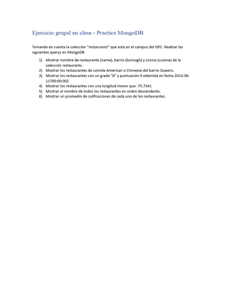 Ejercicio Grupal en Clase | PDF