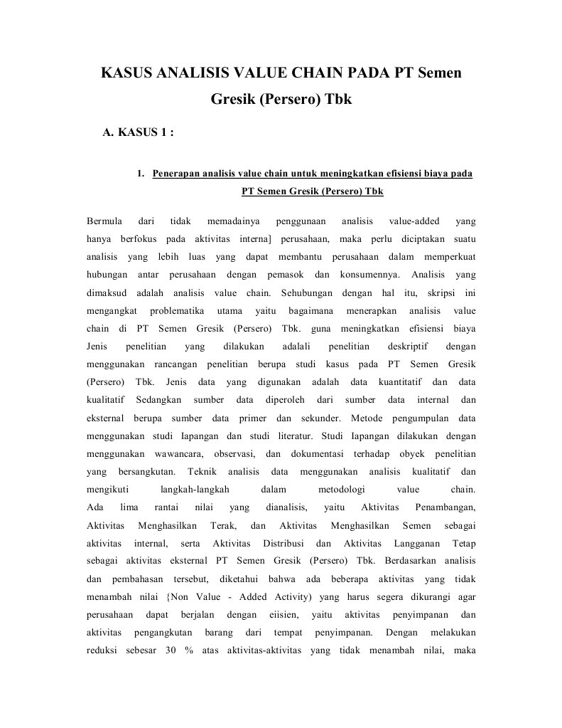 Kasus Analisis Value Chain Pada PT Semen Gresik | PDF