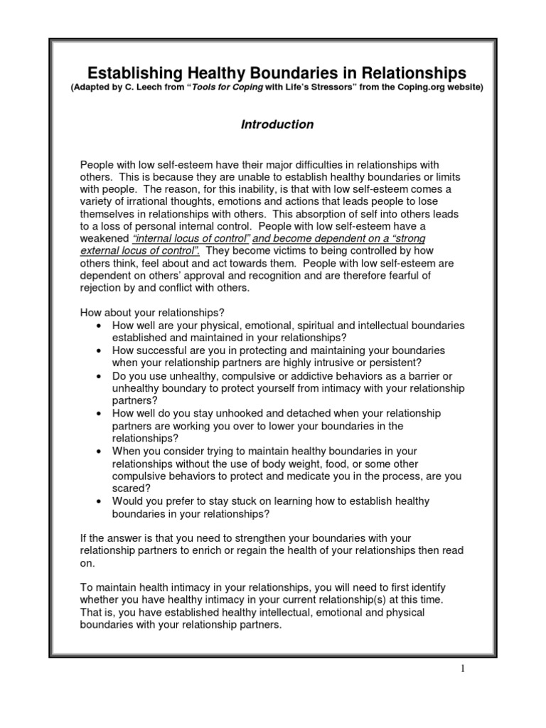 Establishing Healthy Boundaries | PDF | Intimate Relationships | Sympathy