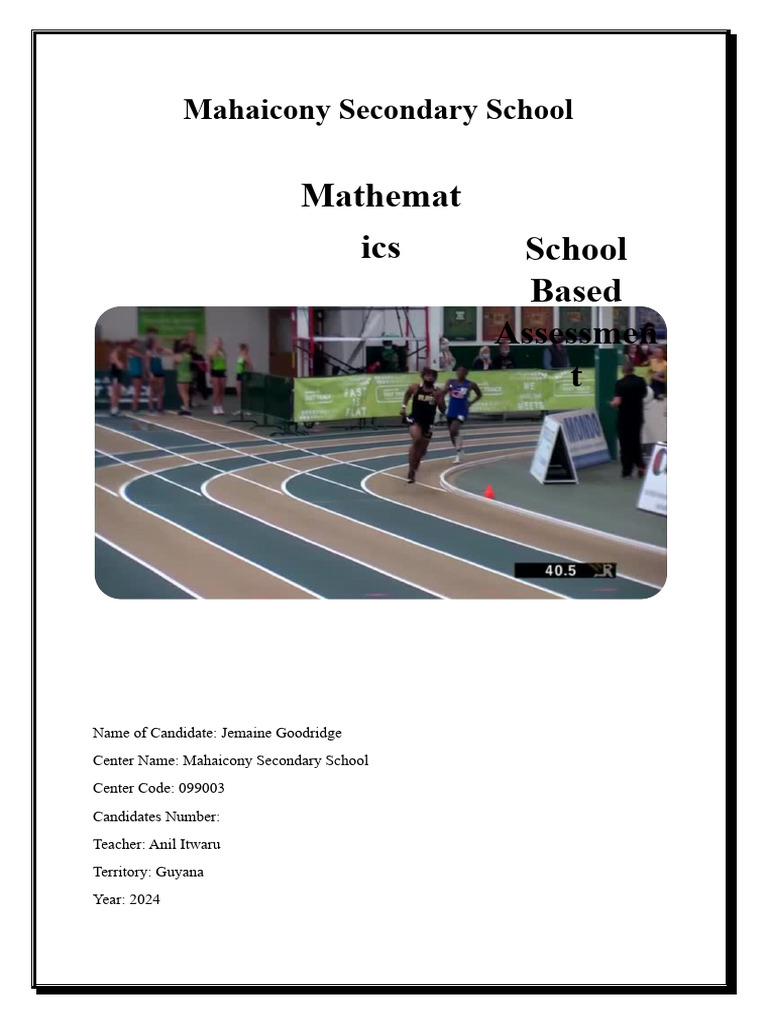 Mathematics SBA 2024 | PDF