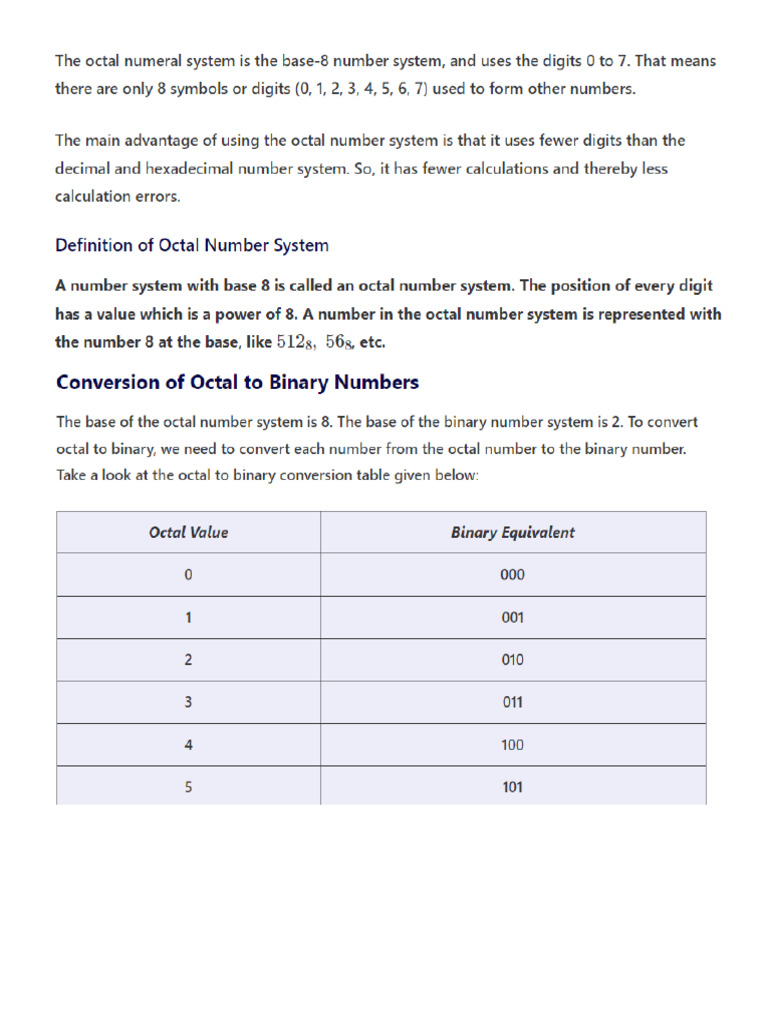 Octal Number System Pdf