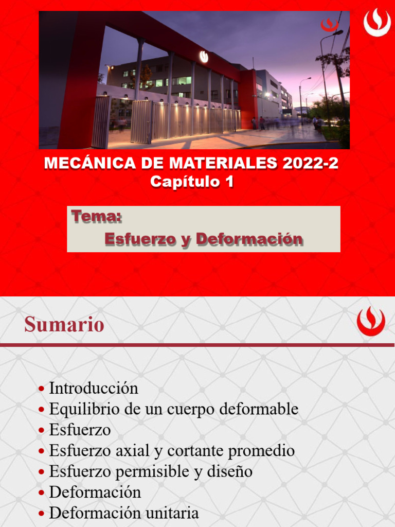 MM - Unidad 1-S1 - 2024-1 ESFUERZO Y DEFORMACION | Descargar gratis PDF | Fuerza | Resistencia ...