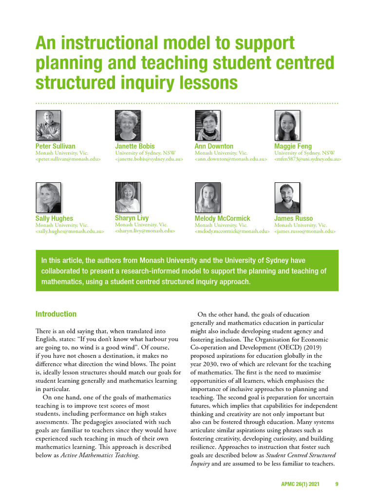 Sullivan Et Al An Instructional Model To Support Planning and Teaching ...