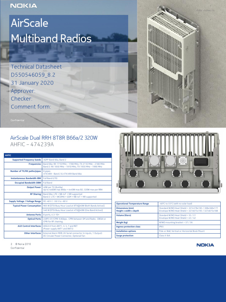 Nokia AirScale Dual RRH Specs | PDF | Lte (Telecommunication) | Power ...