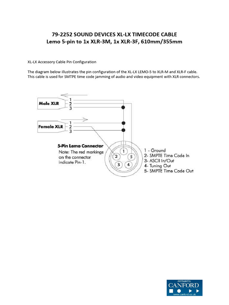 Sound Devices XL-LX Timecode Cable | PDF