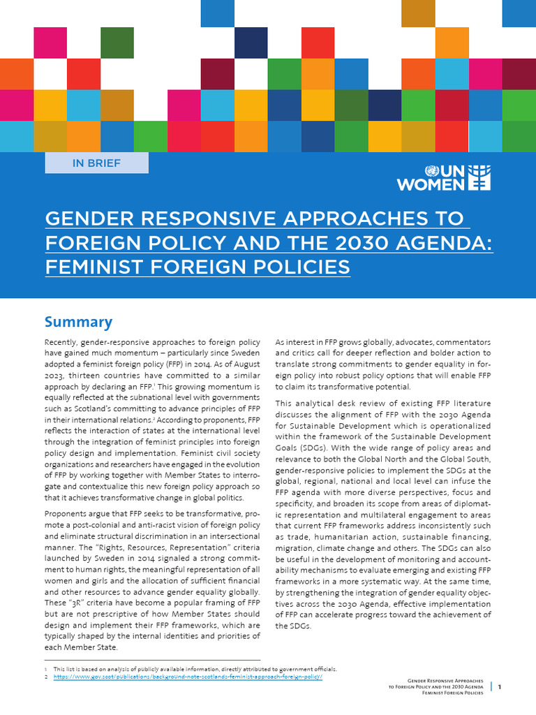 Gender Responsive Approaches To Foreign Policy | PDF | Sustainability | Gender Equality