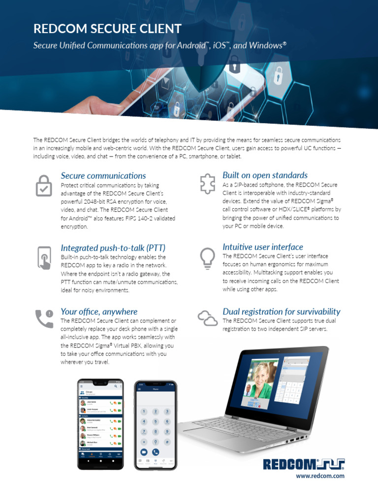 REDCOM Secure Client Com | PDF | Mobile App | Session Initiation Protocol