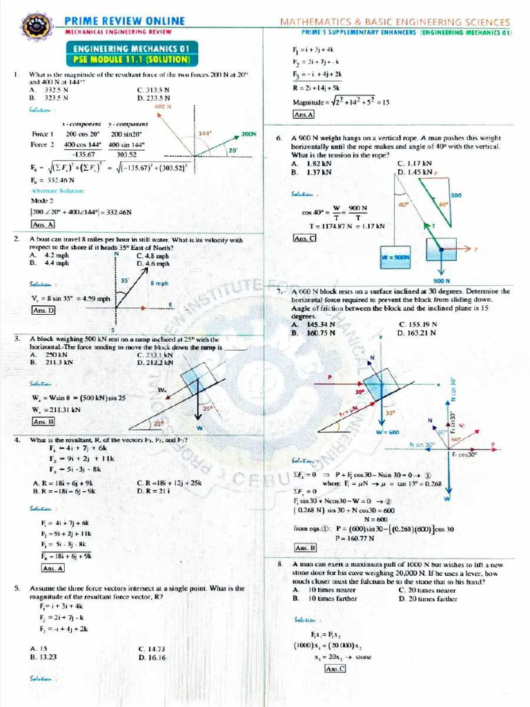 Pdf 111 Engineering Mechanics 01 Solutions Compress Pdf