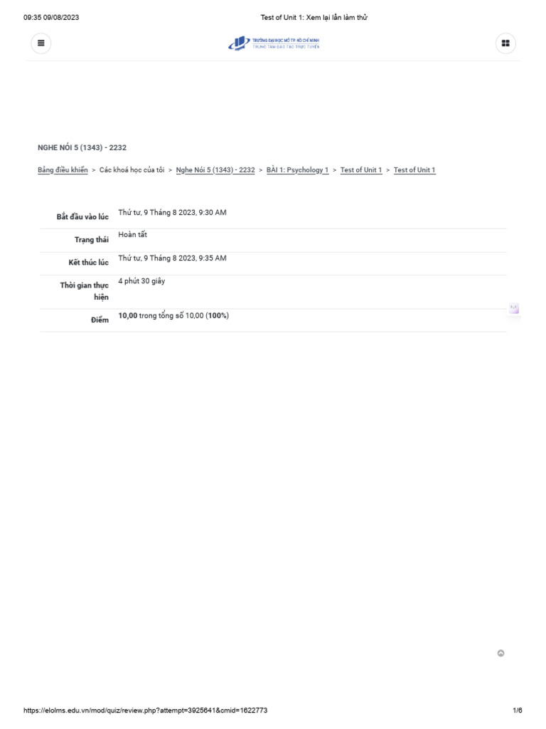 NN5 - Test of Unit 1 - 10đ | PDF | Aphasia | Neuroplasticity