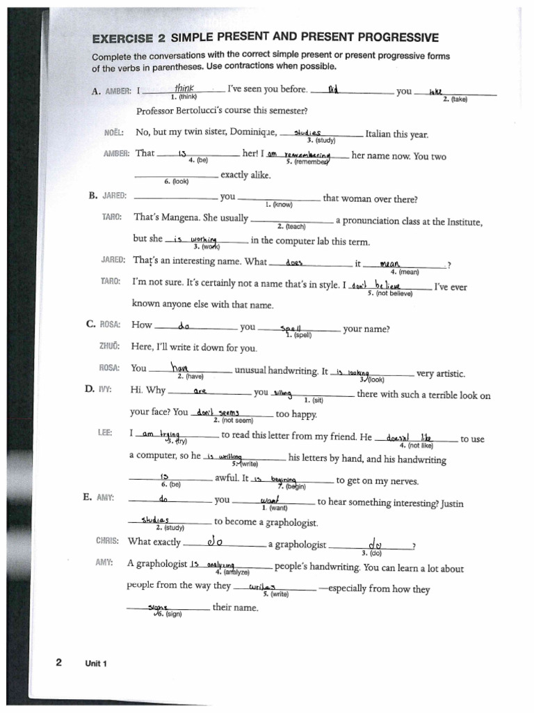 Present Tenses Review | PDF