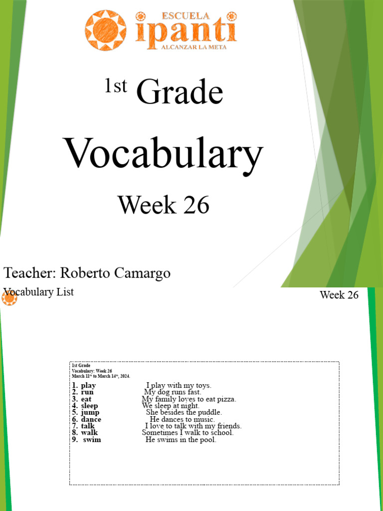 1st Grade Vocabulary List Week 26 | PDF
