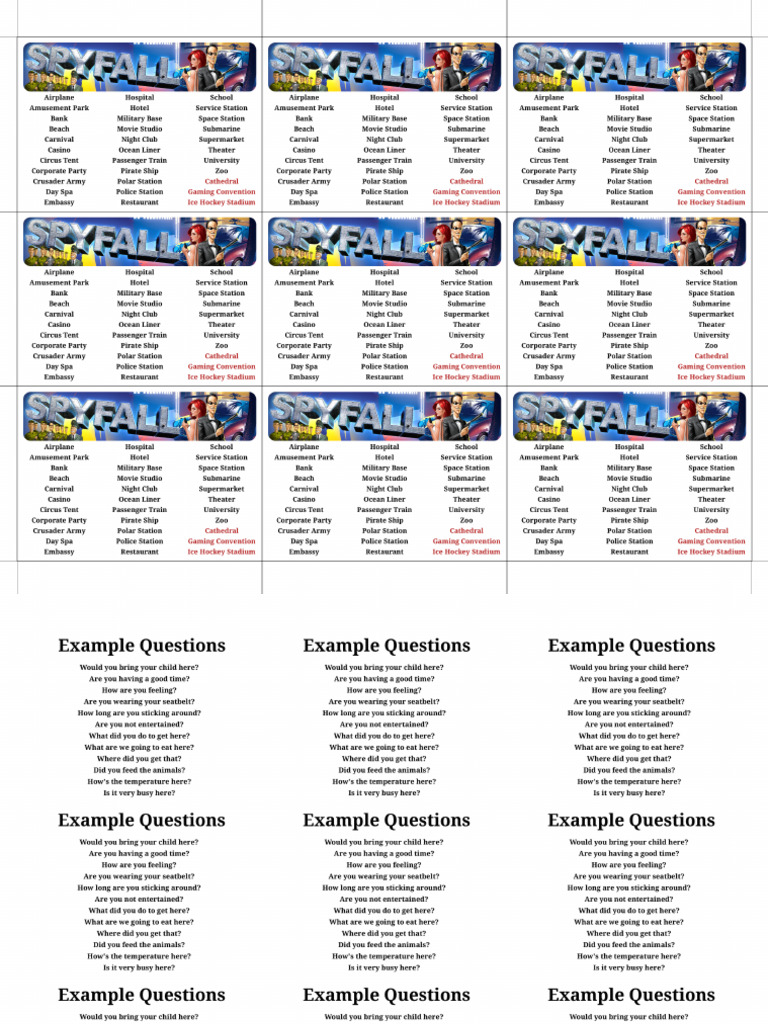 Spyfall Reference Cards | PDF