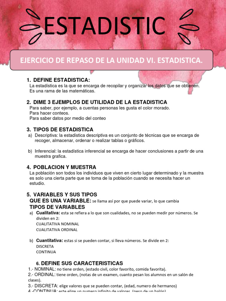 Estadistica Ejercicio VI | PDF | Estadísticas | Nivel de medida