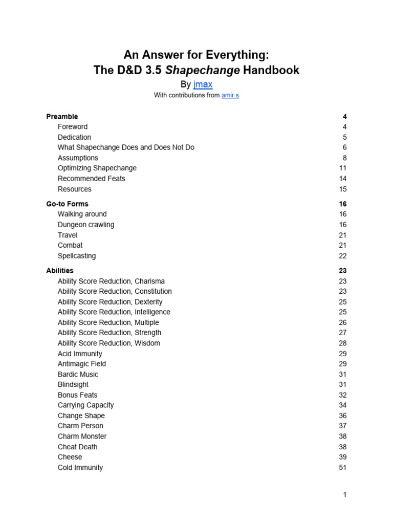 3.5 Shapechange Handbook | PDF | Dungeons & Dragons