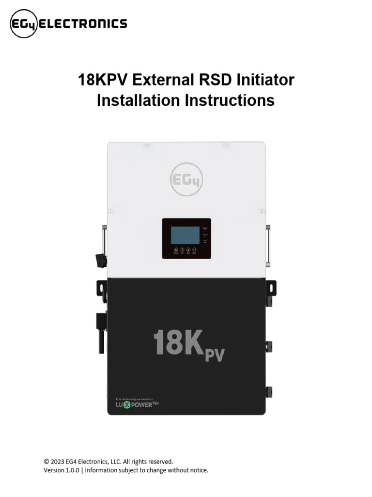 EG4® 18kPV Version 1 External RSD Initiator Install Instructions ...