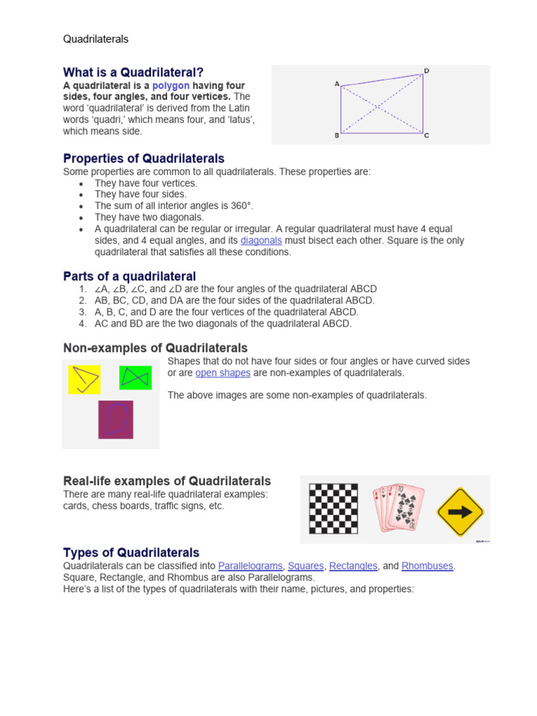 What Is A Quadrilateral | PDF | Triangle | Triangle Geometry