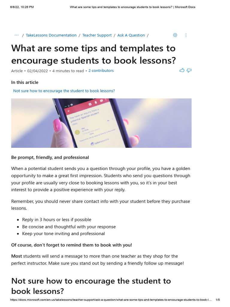 Tips to Encourage Student Lesson Bookings | PDF
