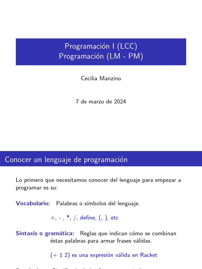 Intro Racket | PDF | Lenguaje de programación | Proposición