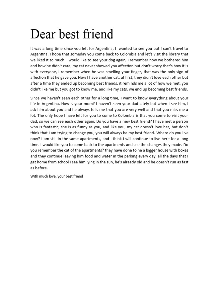 Dear Best Friend | PDF